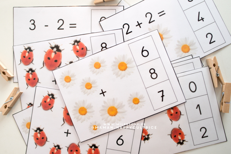 Activités de printemps : Cartes à pince additions et soustractions à ...