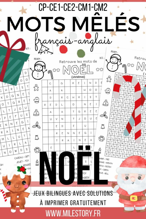 Joyeux Noël en Mots Mêlés : Imprimez Nos Fiches Bilingues français ...