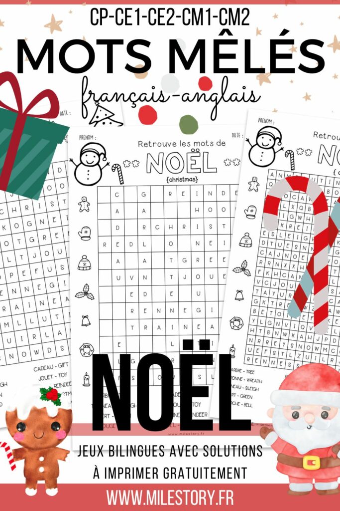 Joyeux Noël en Mots Mêlés : Imprimez Nos Fiches Bilingues français ...